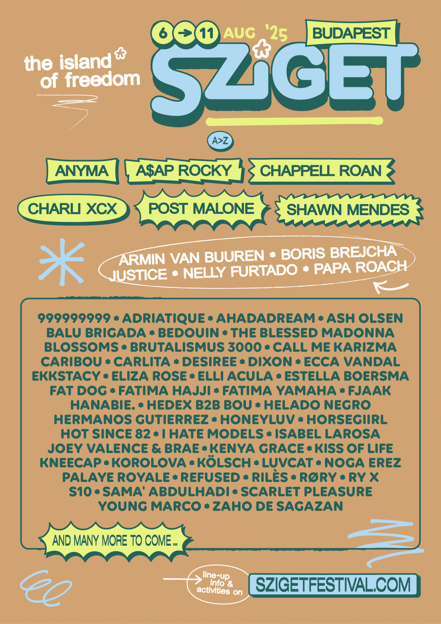 A Sziget 2025 Post Malone, A$AP Rocky e KISS OF LIFE